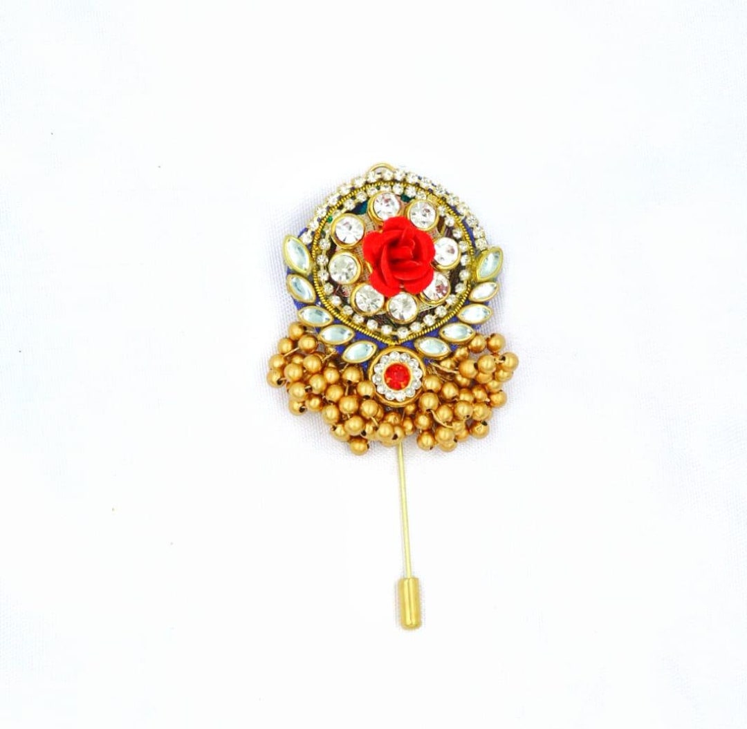 Fancy Rose and Kundan Stone Brooches Bulk Wedding Favour Brooches Gift ...