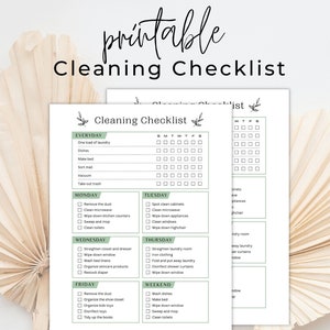 Digital Cleaning Checklist | Weekly Cleaning Checklist Template, Weekly ...