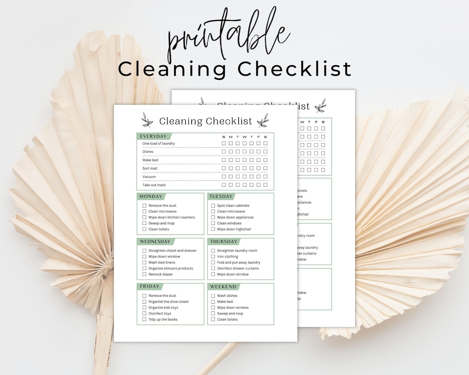 Digital Cleaning Checklist | Weekly Cleaning Checklist Template, Weekly ...