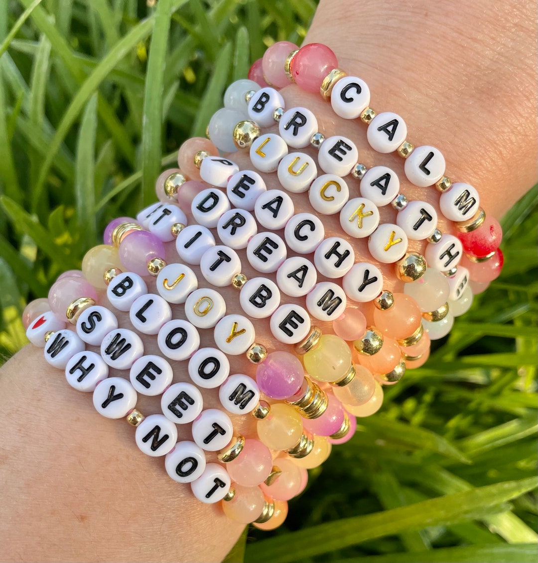 Beaded Word Affirmation Bracelets - Etsy
