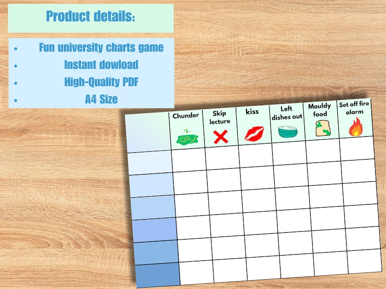 University Chart Printable. FUN Student Game. Houseshare University ...