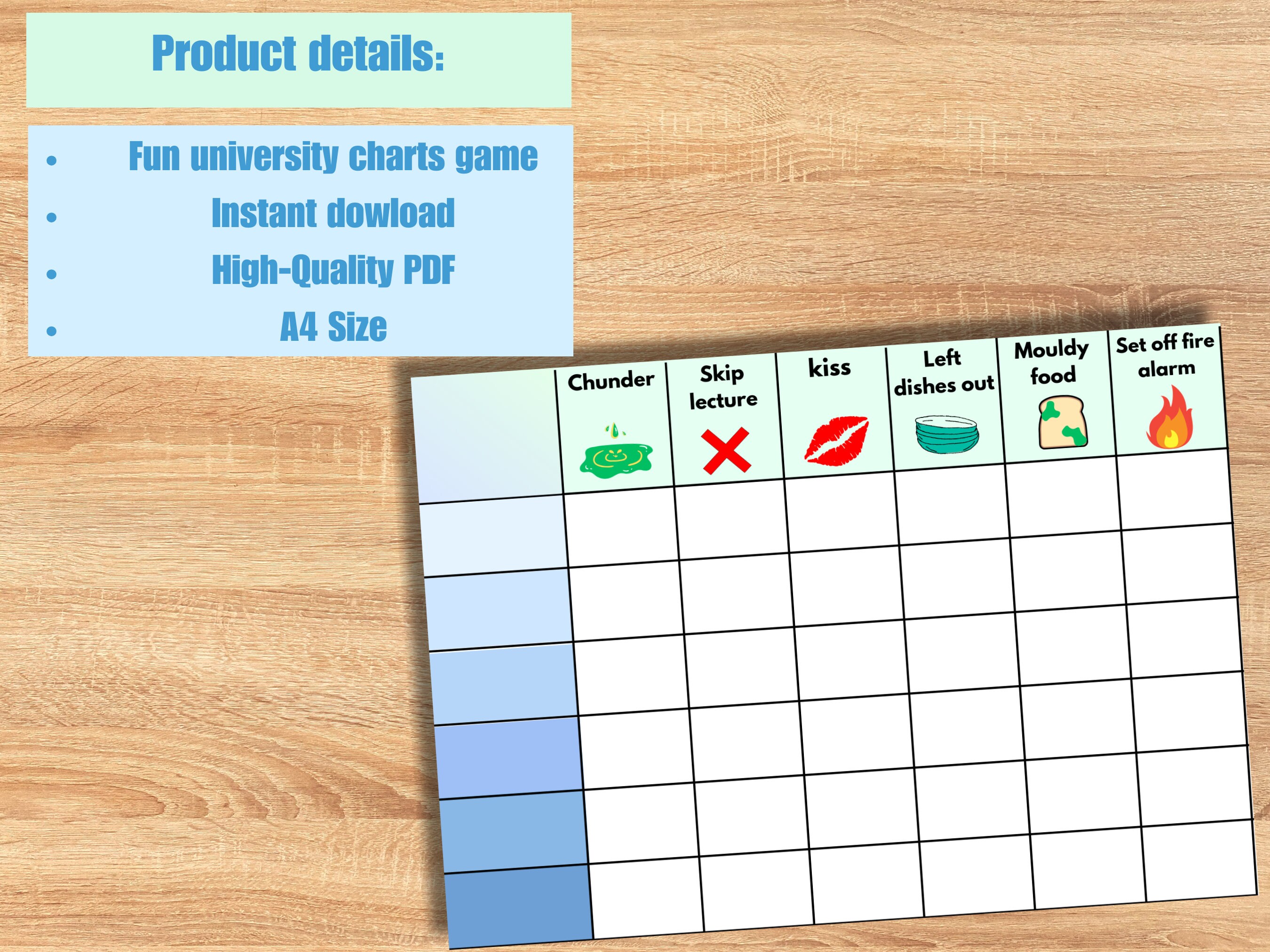 University Chart Printable. FUN Student Game. Houseshare University ...