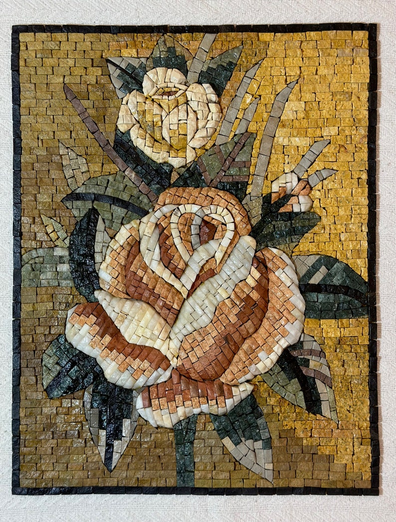 Roses Handmade Mosaic Wall Art. Natural Stone Mural - Etsy
