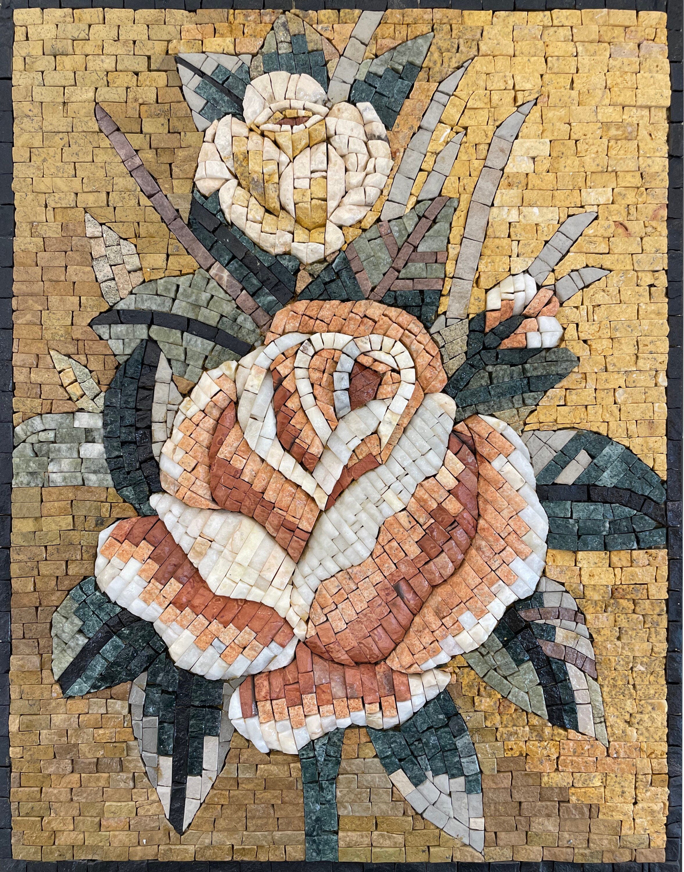 Roses Handmade Mosaic Wall Art. Natural Stone Mural - Etsy