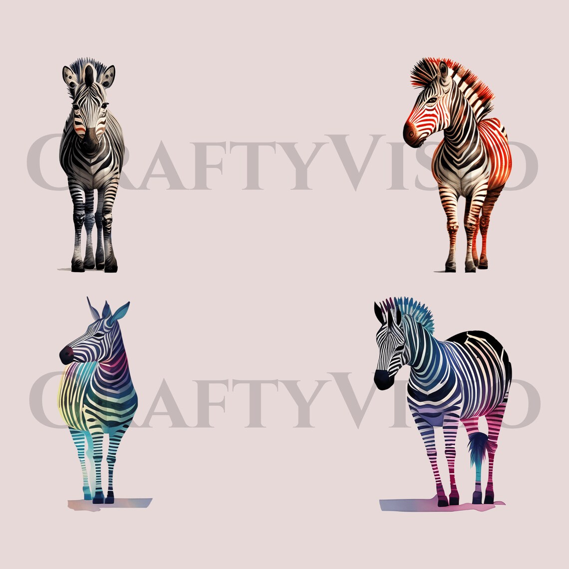 Watercolor Zebra Clipart Safari Animals PNG Bundle Digital - Etsy