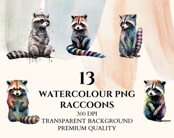 Raccoon in a Forest, Watercolor Animals, Instant Download, Woodland ...