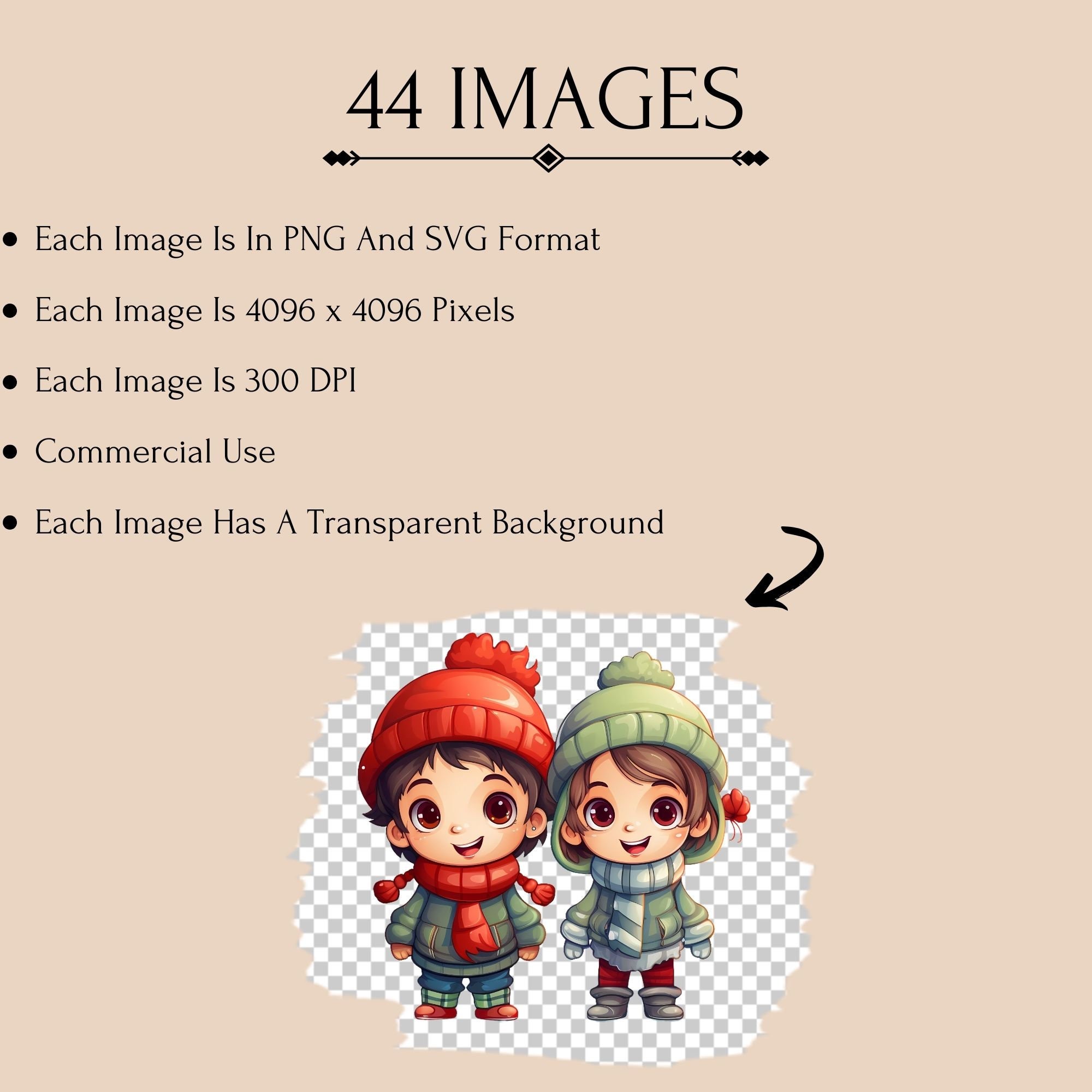 Cute Christmas Kids Clipart, Children Illustration Bundle, Boy and Girl ...
