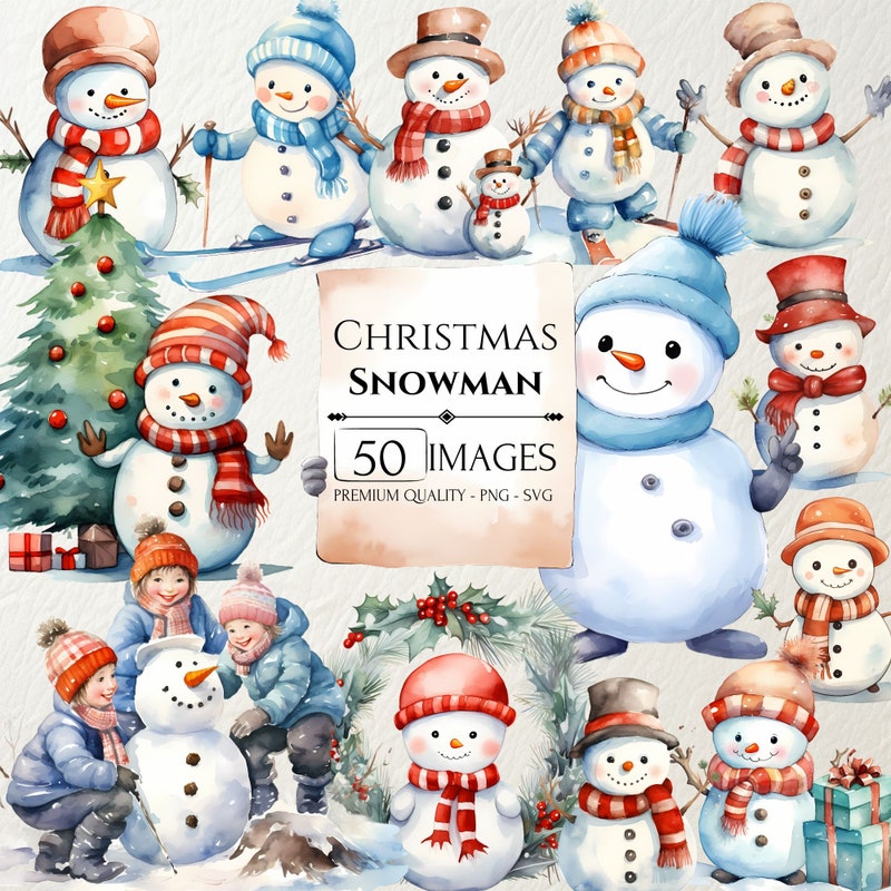 Snowman Watercolor - Etsy