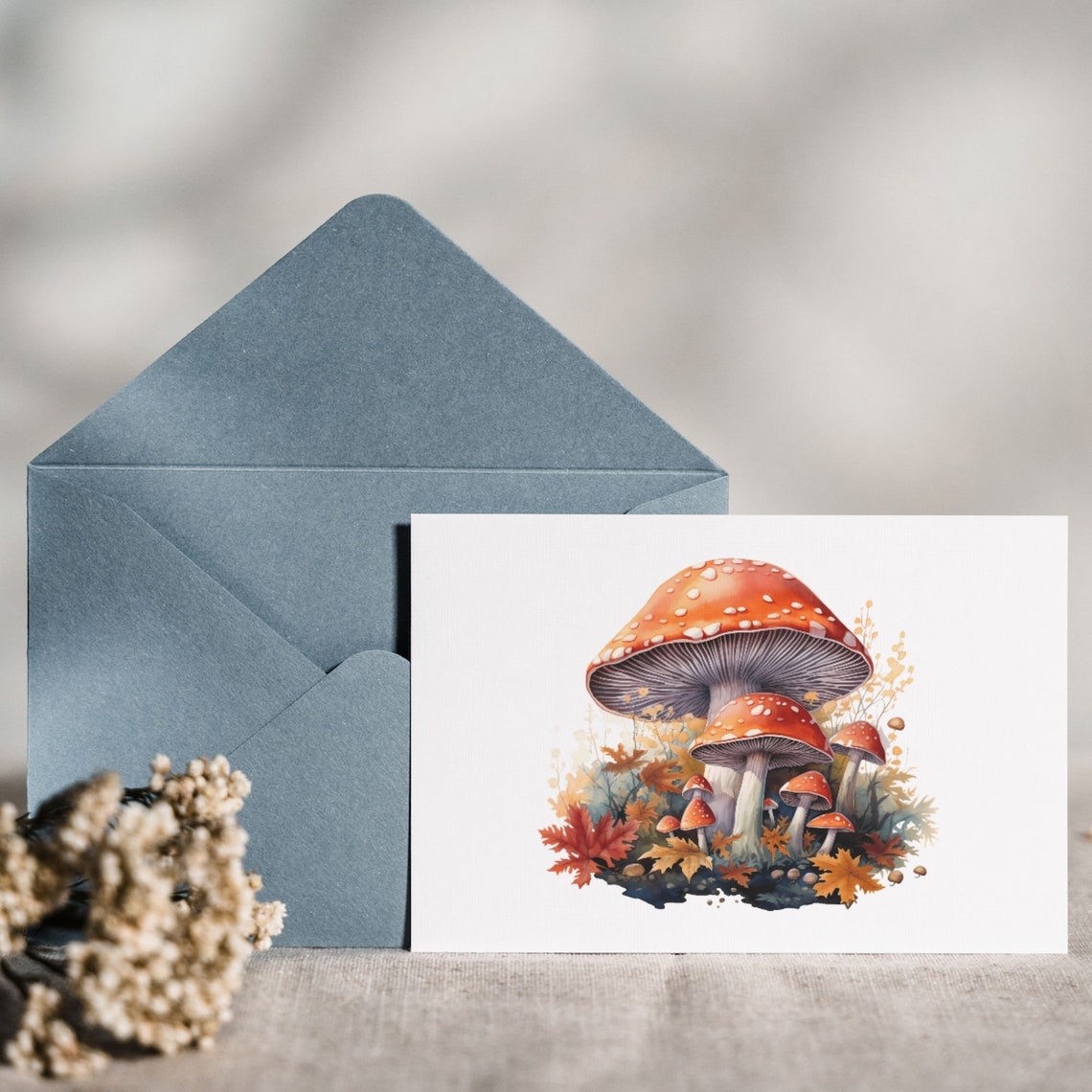 Watercolor Autumn Mushrooms Clipart, Fall Season, Nature, Forest, PNG ...