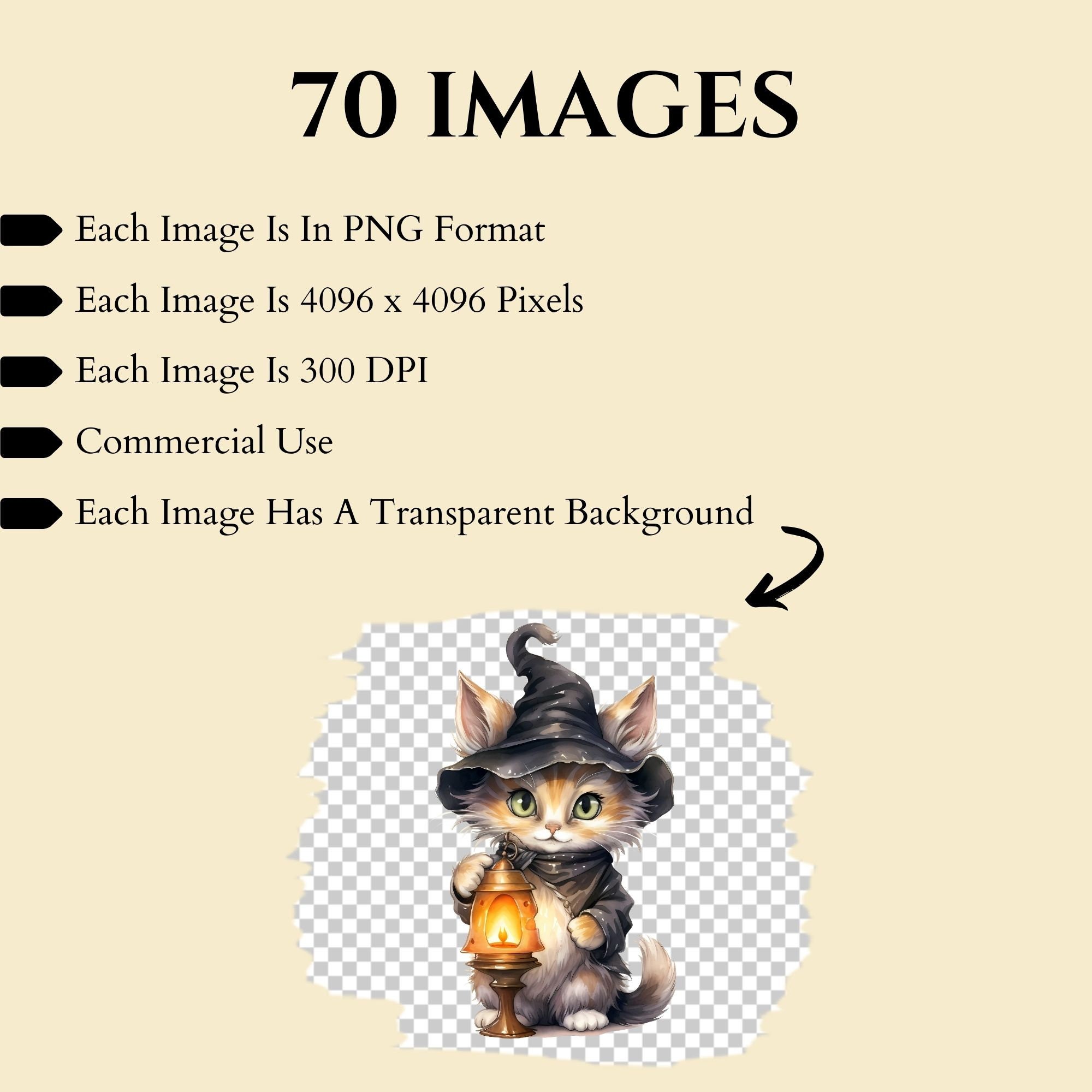 Watercolor Cat Clipart, Spooky Halloween Kitten Bundle, PNG Graphics ...