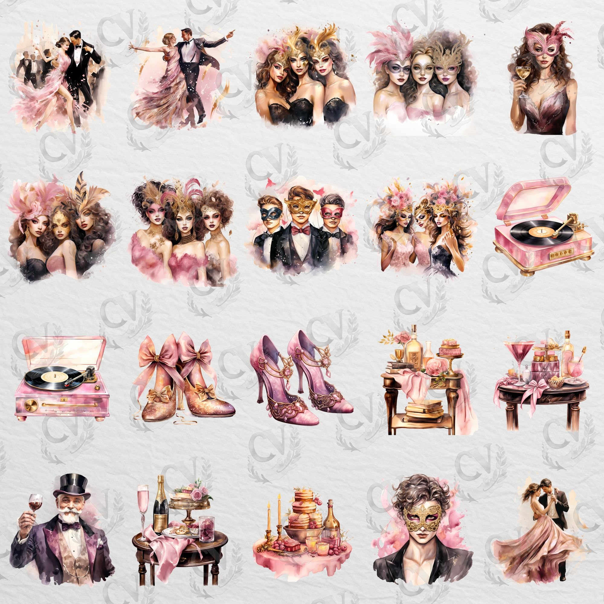 Happy New Year Watercolor Clipart, Party and Celebration Graphics ...