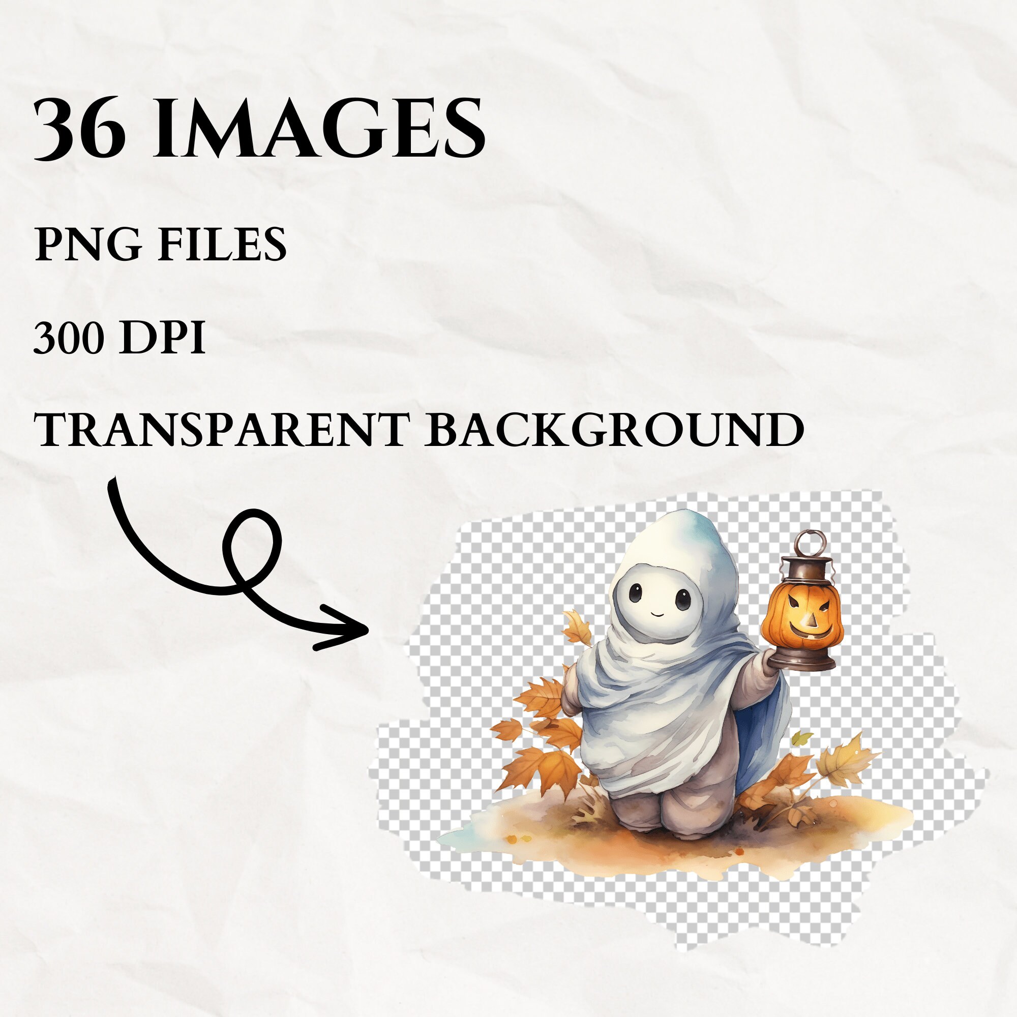 Watercolor Halloween Ghost Clipart, Spooky Ghosts, PNG Bundle ...