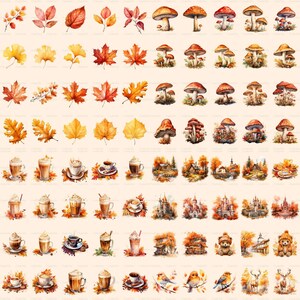 Watercolor Autumn Mega Clipart Bundle, Fall Season, Trees and Leaves ...