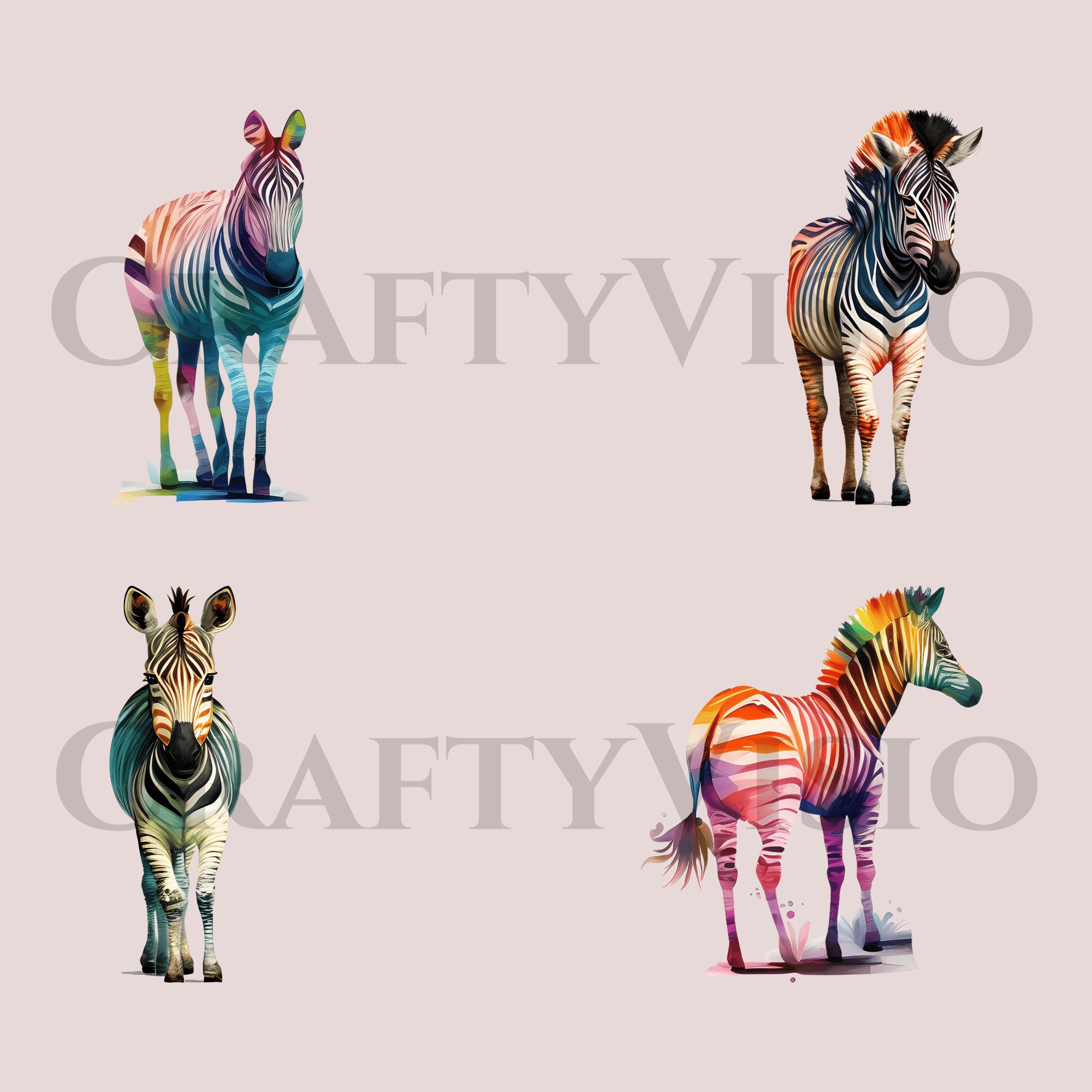 Watercolor Zebra Clipart Safari Animals PNG Bundle Digital - Etsy