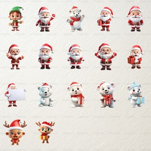 Cute 3D Christmas Characters Clipart, Xmas Illustrations Bundle, Santa ...