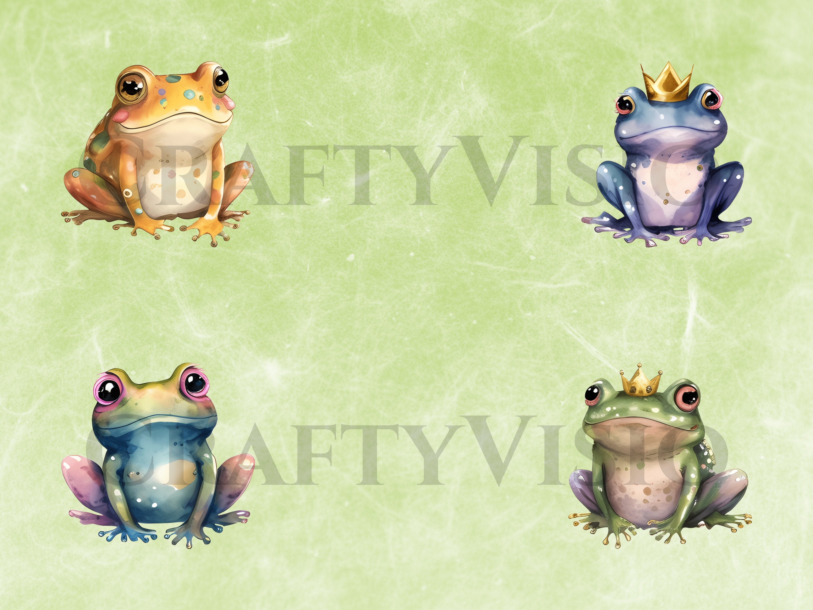 Frog Watercolor Clipart Digital Download PNG Bundle Baby - Etsy