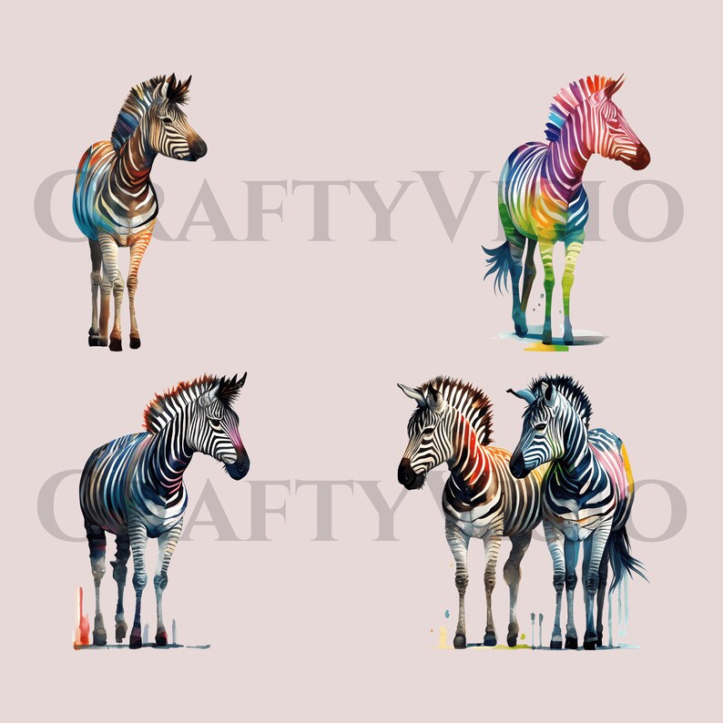 Watercolor Zebra Clipart Safari Animals PNG Bundle Digital - Etsy