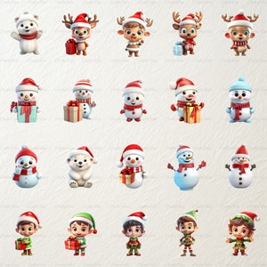 Cute 3D Christmas Characters Clipart, Xmas Illustrations Bundle, Santa ...