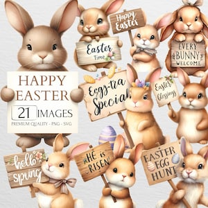 Watercolor Easter Bunnies Clipart, Spring Bundle, Cute Baby Animals ...