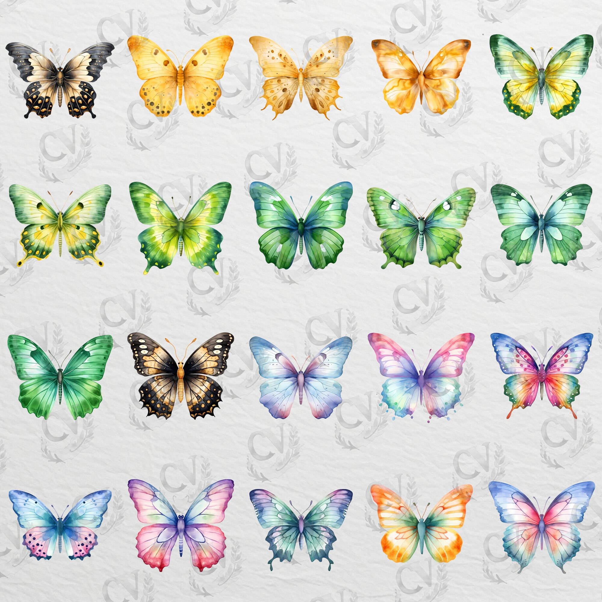 Watercolor Butterflies Clipart Bundle, Colorful Graphics, PNG and SVG ...