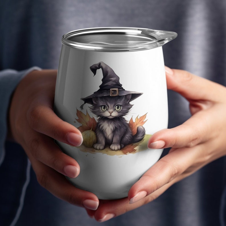 Watercolor Cat Clipart, Spooky Halloween Kitten Bundle, PNG Graphics ...