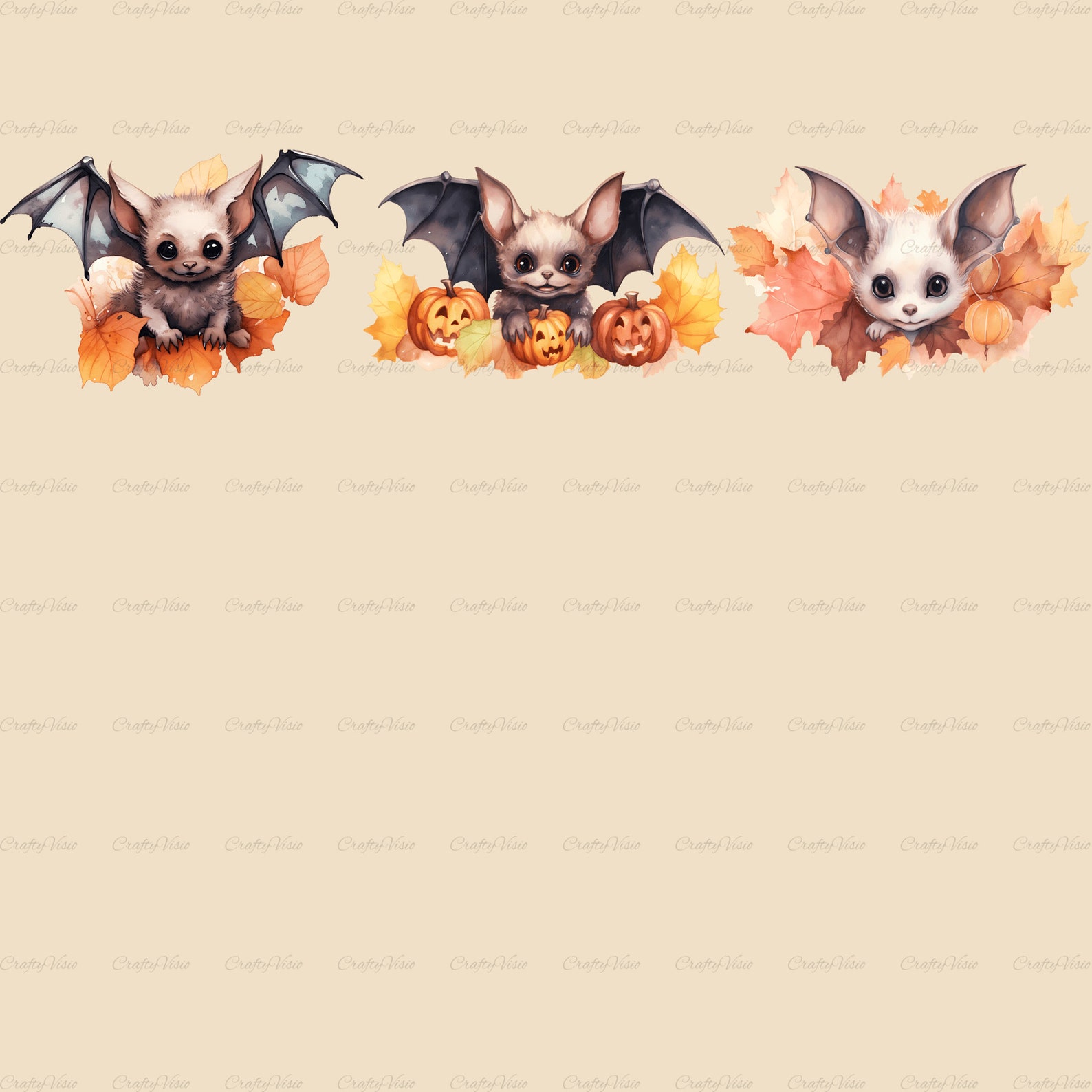 Watercolor Halloween Bat Clipart, Spooky Bats, PNG Bundle, Printable ...