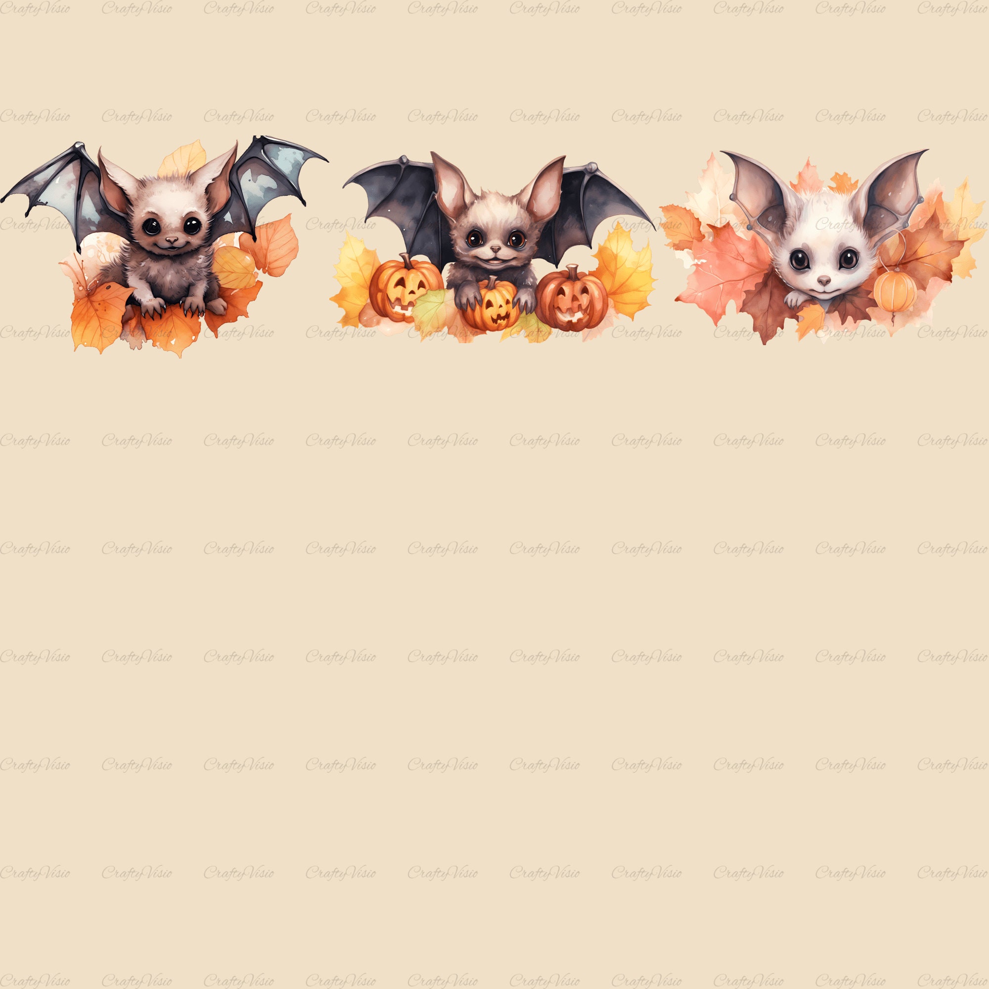 Watercolor Halloween Bat Clipart, Spooky Bats, PNG Bundle, Printable ...