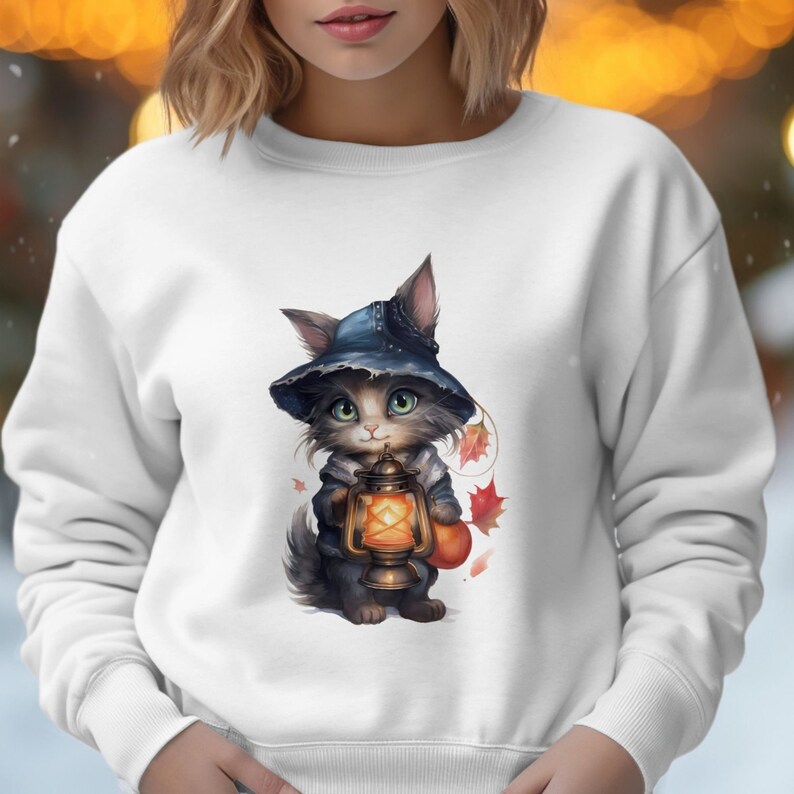 Watercolor Cat Clipart, Spooky Halloween Kitten Bundle, PNG Graphics ...