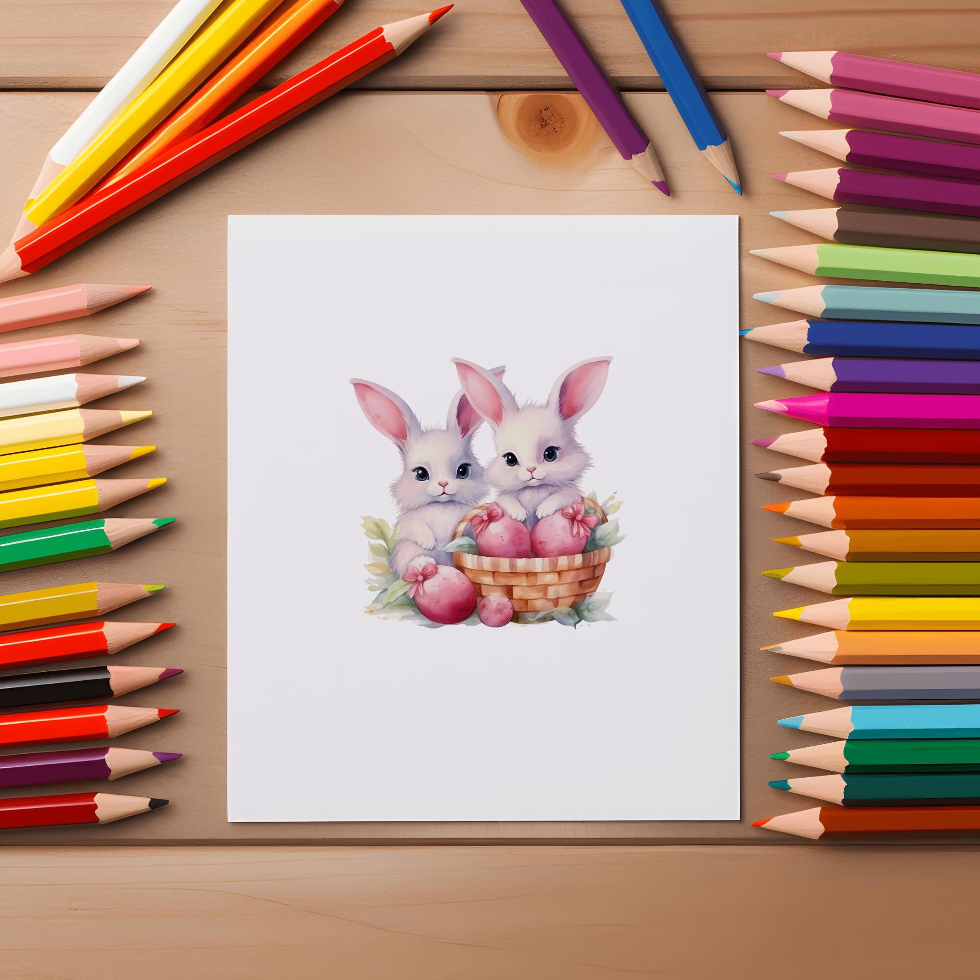 Watercolor Easter Bunnies Clipart, Spring Bundle, Cute Baby Animals ...