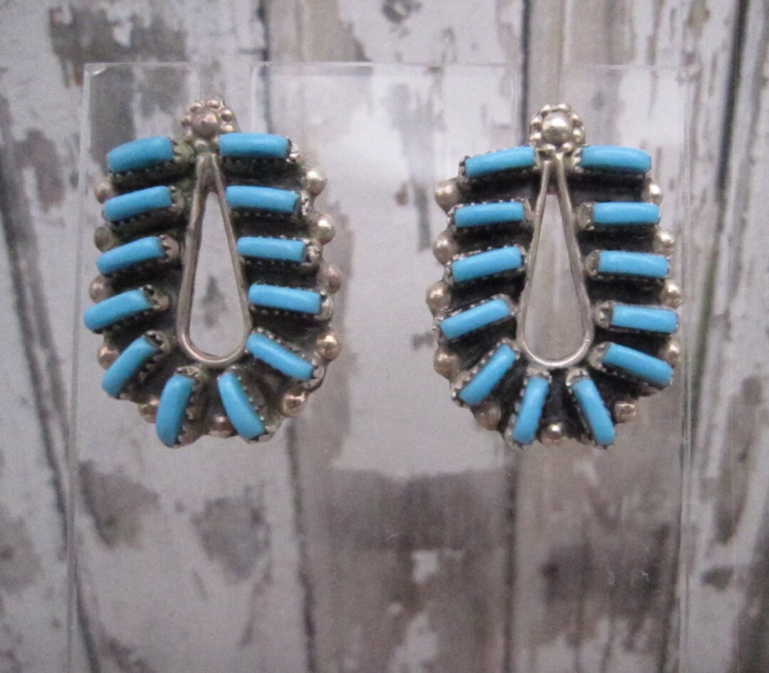 Turquoise Earrings Zuni Petit Point Earrings Zuni Earrings Authentic ...