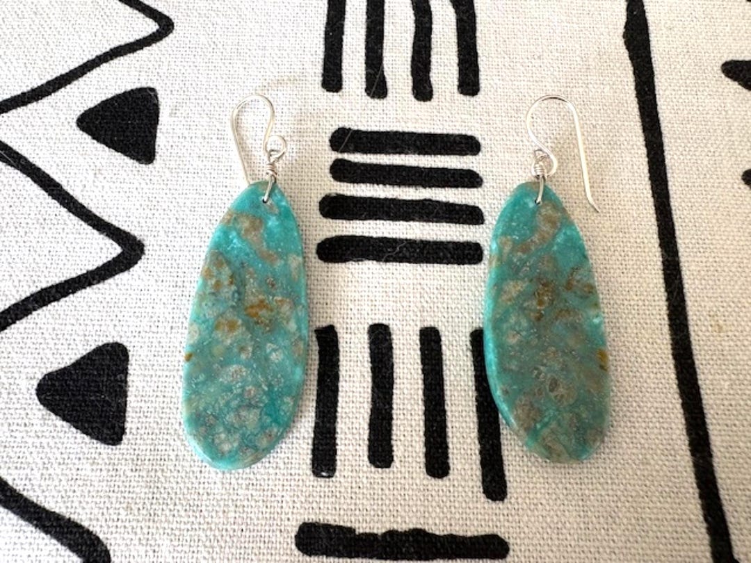 Turquoise Slab Earrings Authentic Native American Made Turquoise Slabs ...