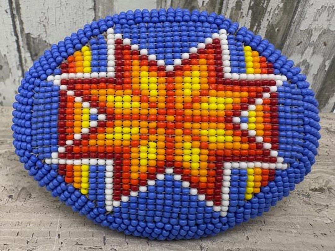 Beaded Belt Buckle Authentic Native American Made Bead Buckle Native ...