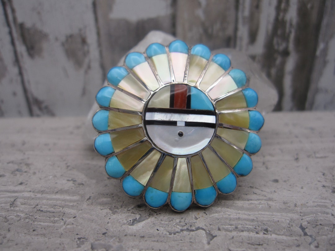 Zuni Sunface Jewelry Zuni Jewelry Native American Pin Zuni Sunface Pin ...