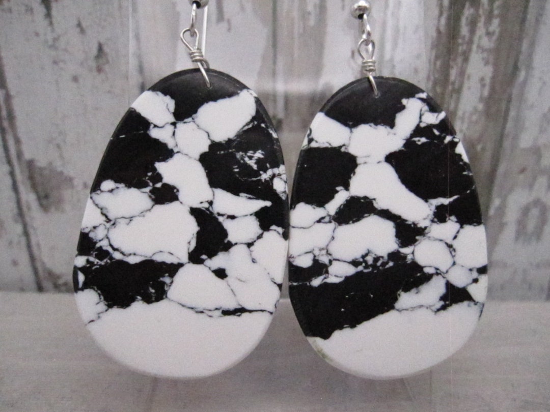 Native American Made White Buffalo Slab Earrings - Etsy