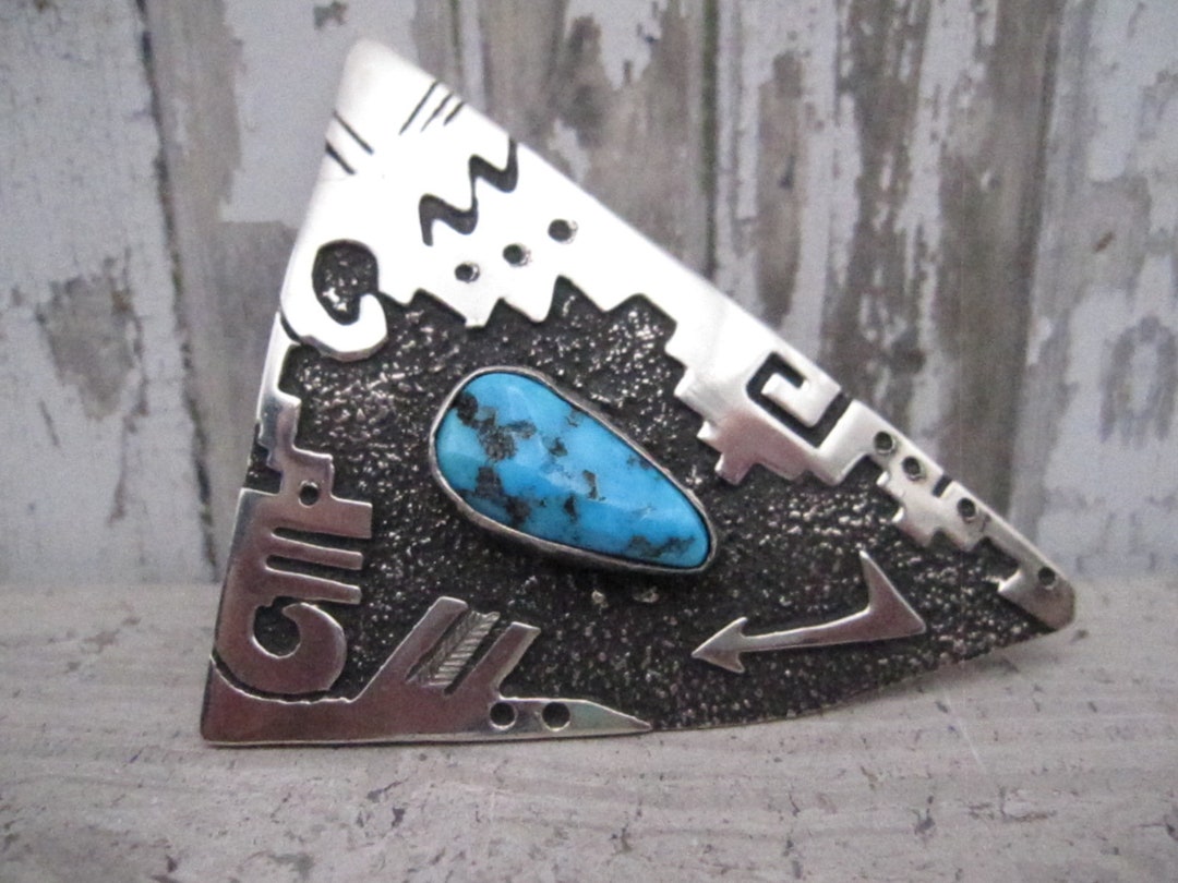Turquoise Pin Authentic Native American Turquoise Sterling Silver ...
