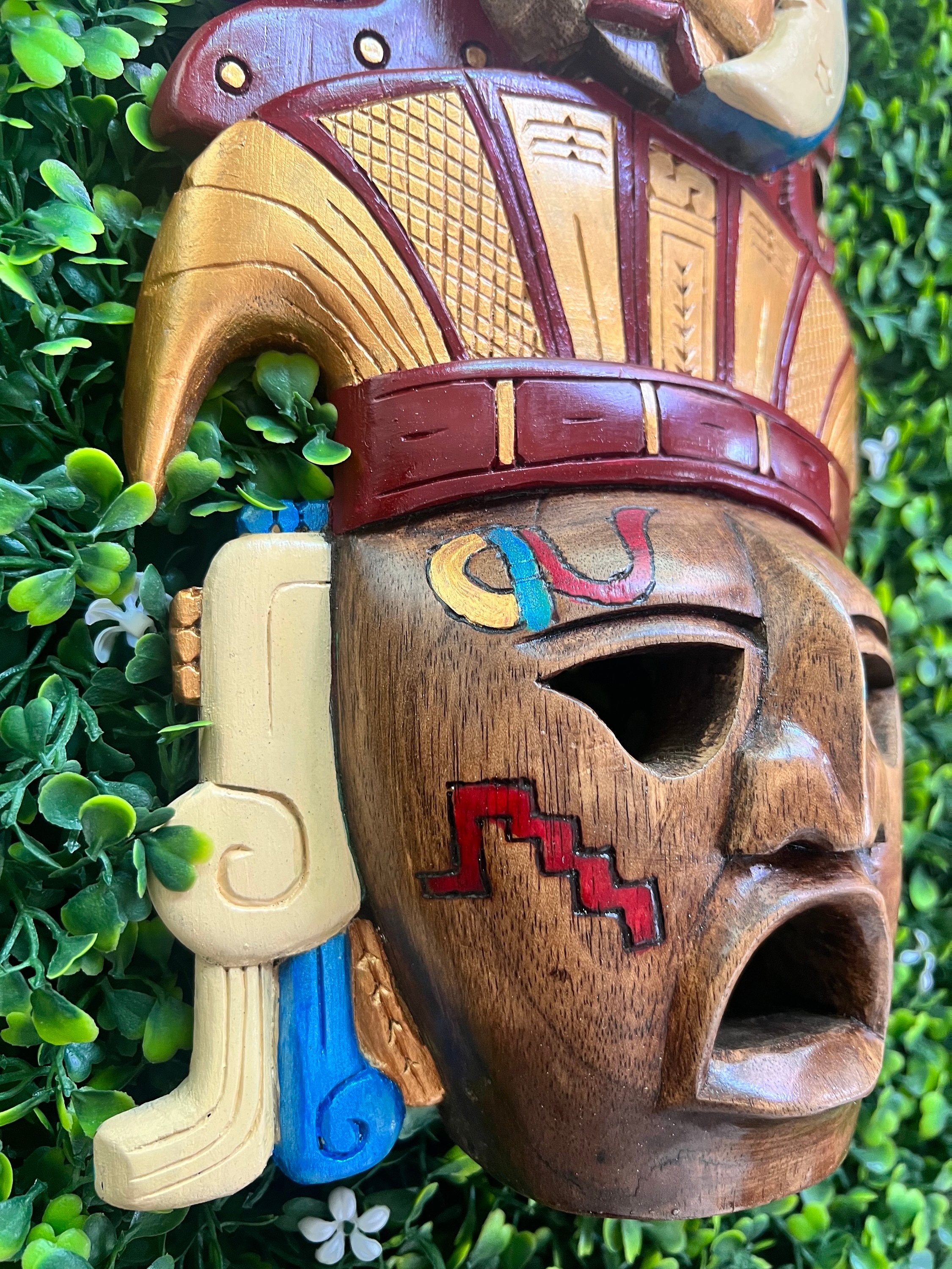 Mayan Aztec Eclipse Warrior Cedar Mask Single Piece of Hand Sculpted ...