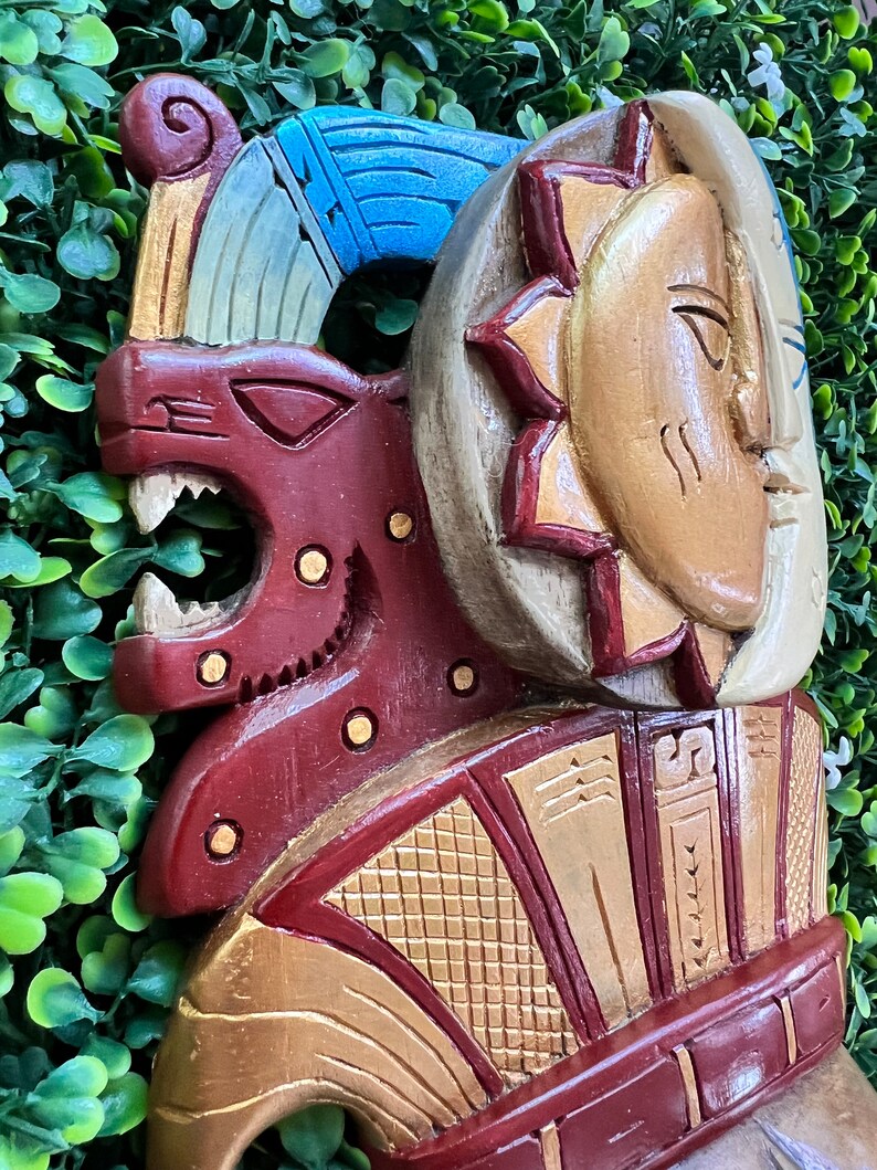 Mayan Aztec Eclipse Warrior Cedar Mask Single Piece of Hand Sculpted ...