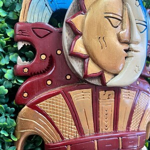 Mayan Aztec Eclipse Warrior Cedar Mask Single Piece of Hand Sculpted ...