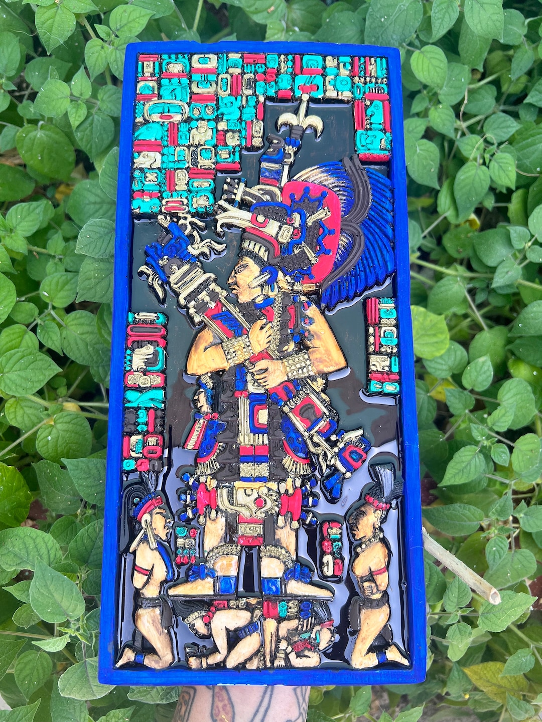 Aztec Mayan Ruler Halach Uinic Hanging Calendario Art Vibrant Red Blue ...