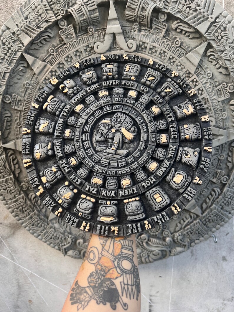 Mayan Aztec Calendar Wall Hanging Bold Black Metallic Finish Ancient ...