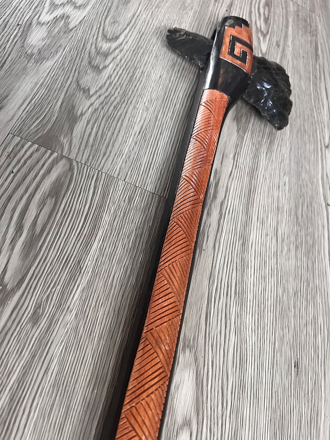 Natural Organic Axe Black Obsidian and Cedar Mayan Modern Art ...