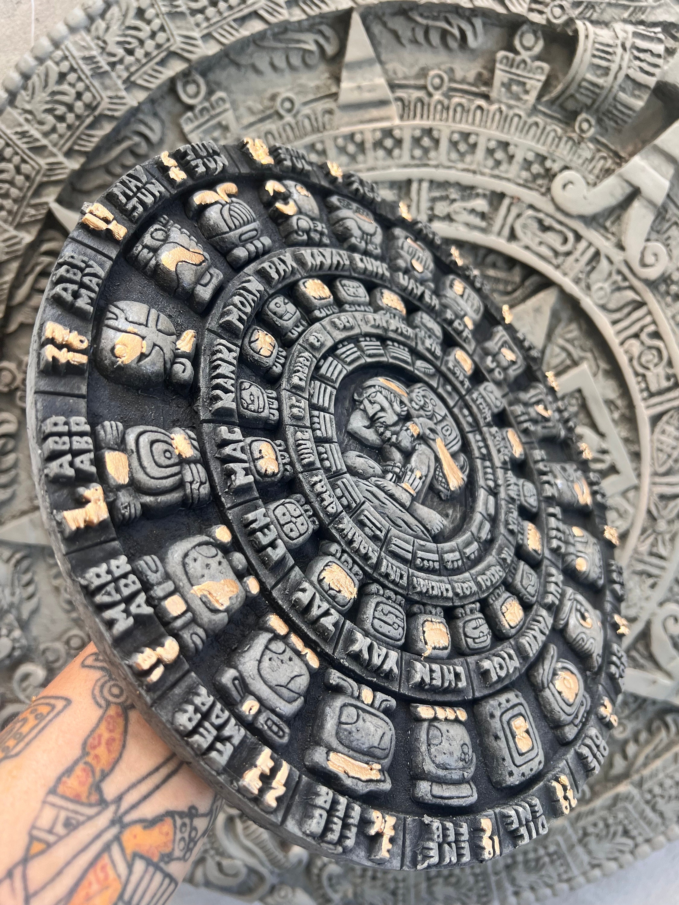 Mayan Aztec Calendar Wall Hanging Bold Black Metallic Finish Ancient ...