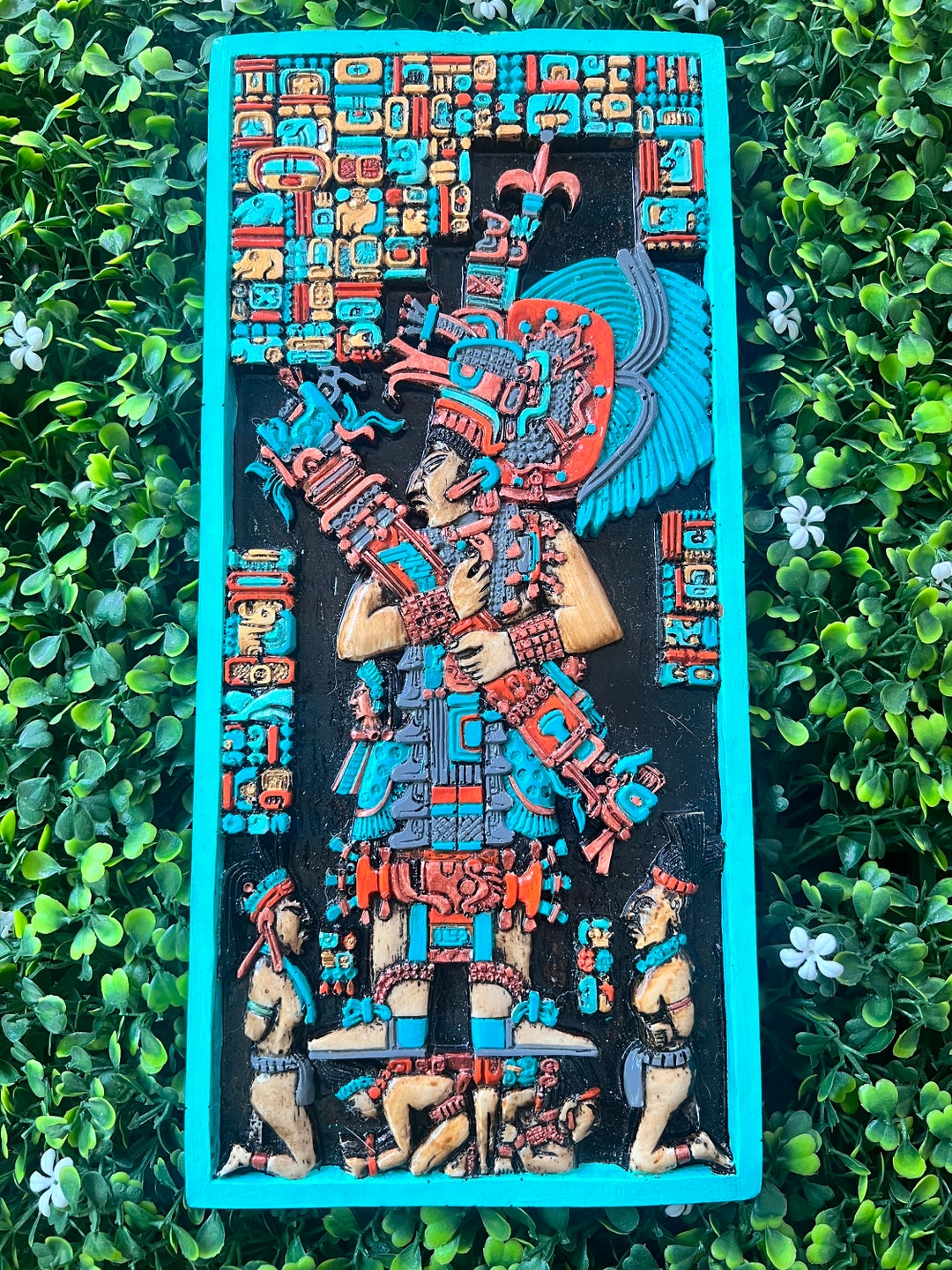 Mayan Ruler Halach Uinic Maya Wall Hanging Art Turquoise Orange Gold - Etsy