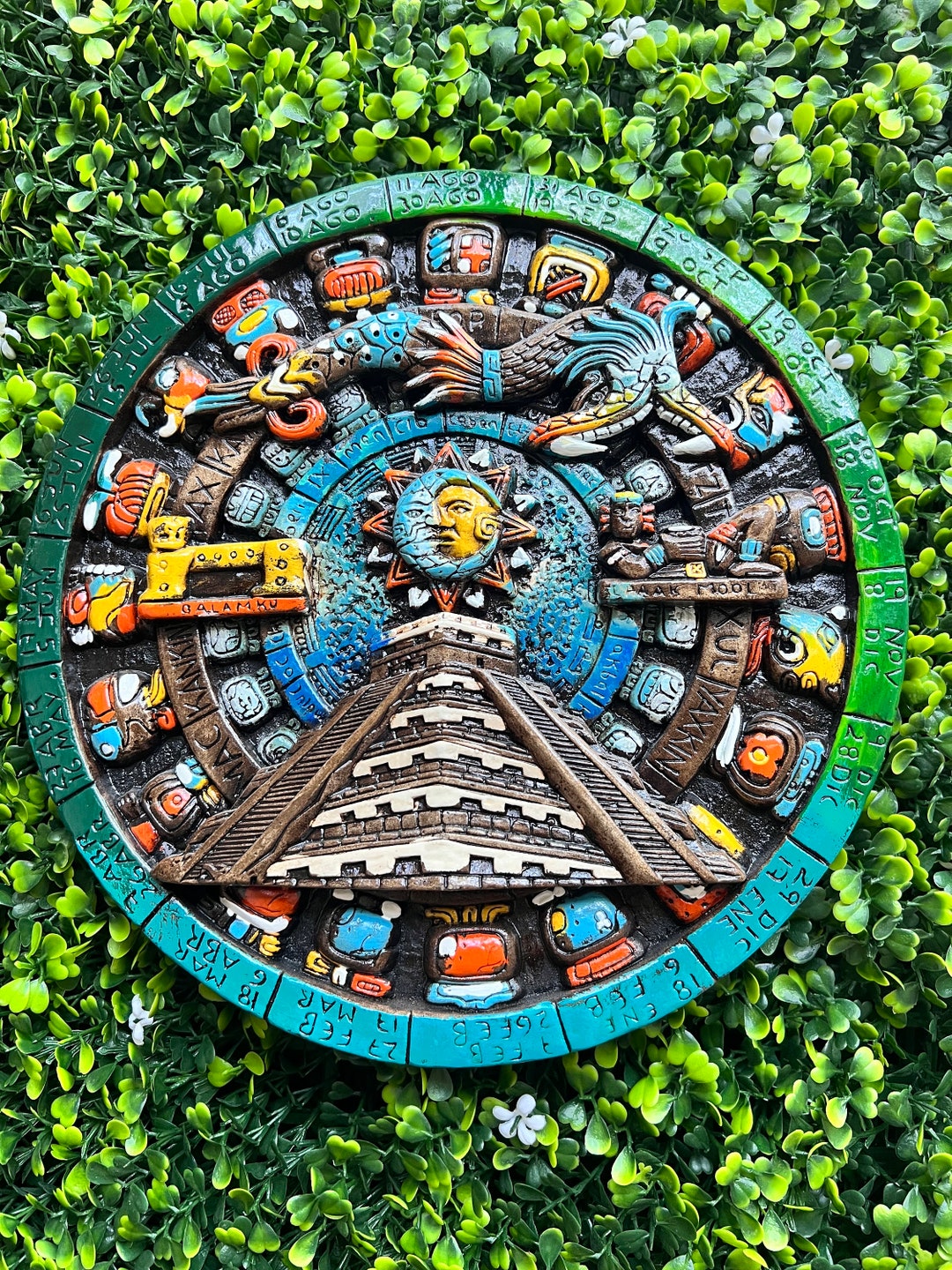 Mayan Pyramid Eclipse Ancient Numbers Art in Cement Wall Hanging ...