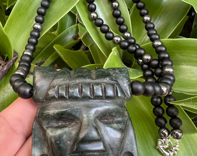 Aztec Mexica Teotihuacan Jade Necklace Jade Mask Mayan - Etsy