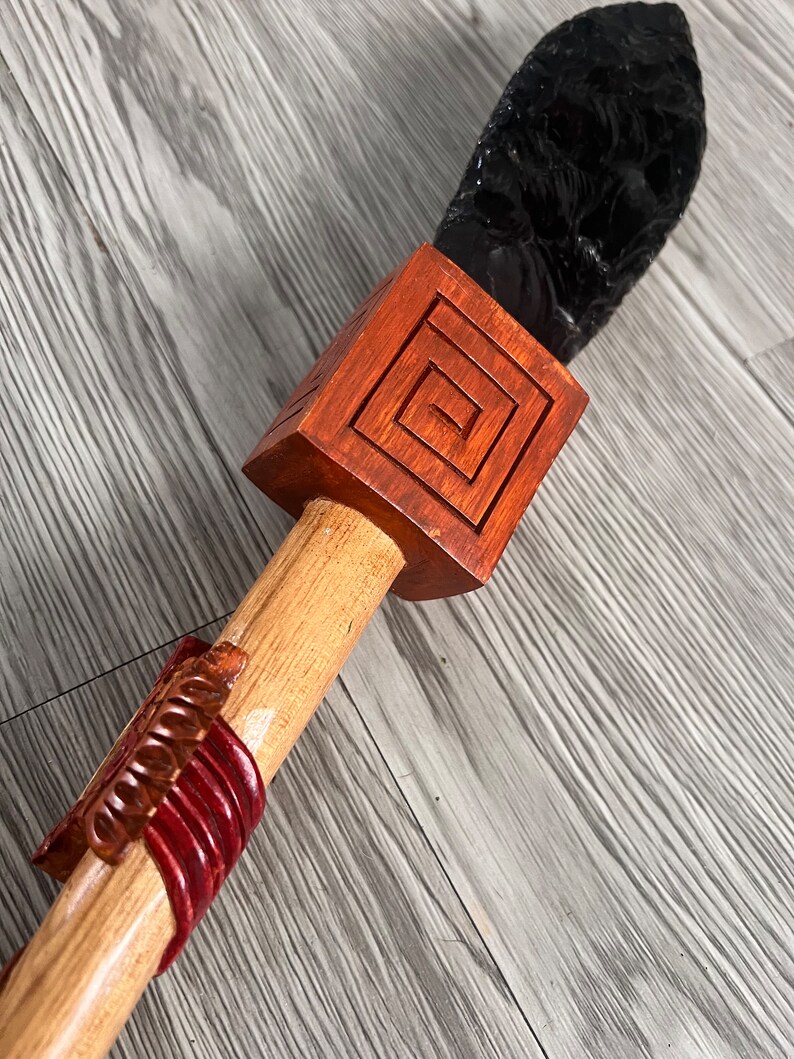 Mexica Aztec Mayan Quetzalcoatl Kukulcan Scepter Obsidian and Cedar ...