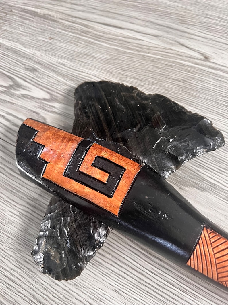 Natural Organic Axe Black Obsidian and Cedar Mayan Modern Art ...