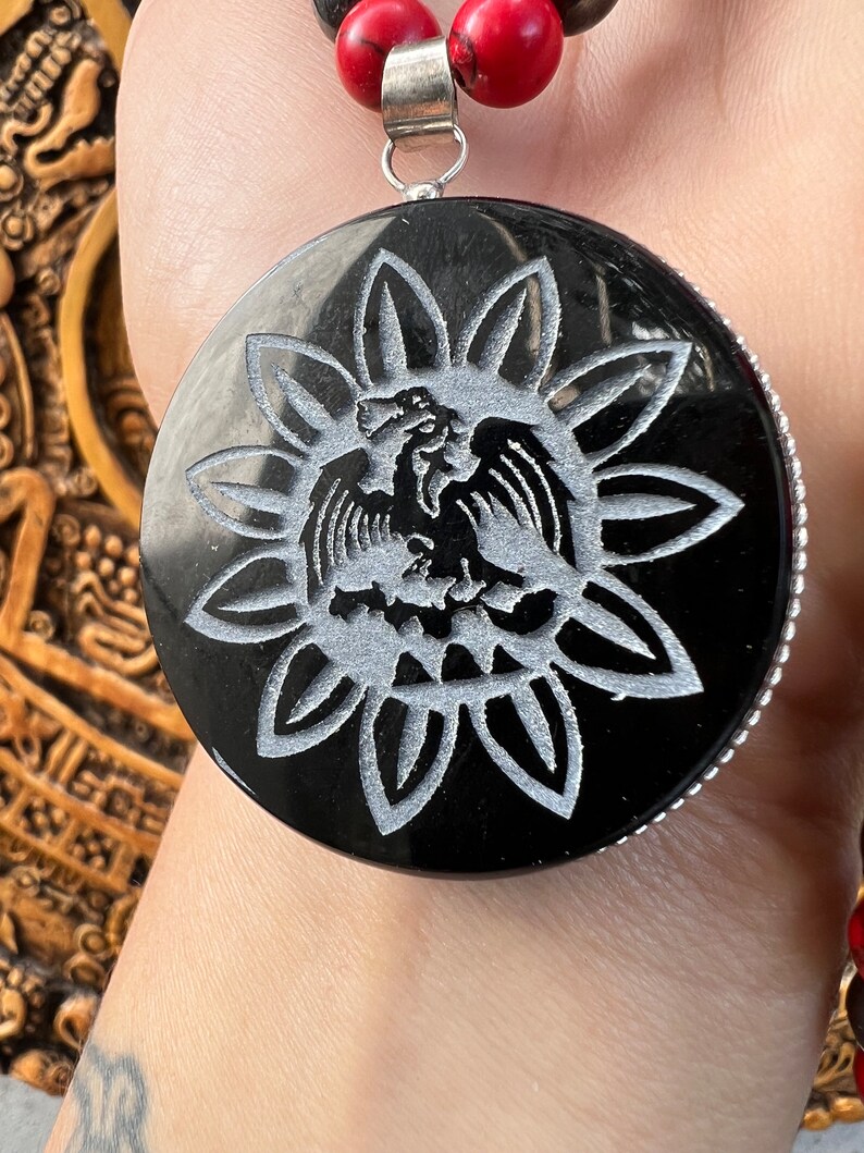 Aztlan Aztecas Red Obsidian and Hematite Necklace Mayan Aztec Mexica ...