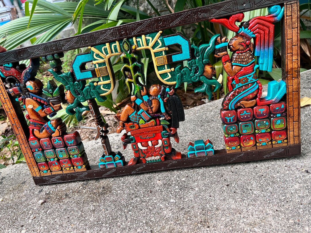 Mayan Ruler Halach Uinic Pakal El Grande Wall Hanging Art Vibrant Cedar ...