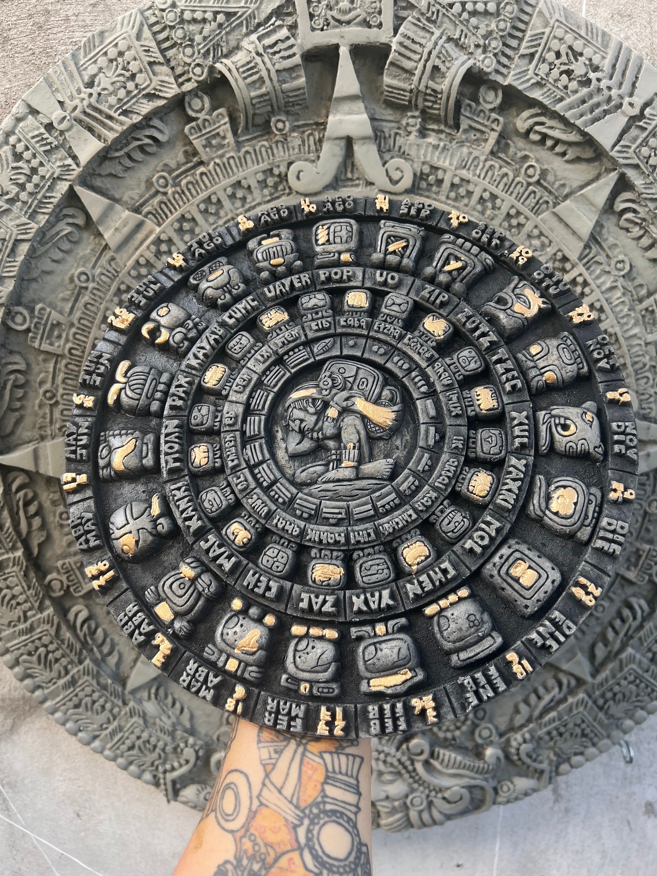 Mayan Aztec Calendar Wall Hanging Bold Black Metallic Finish Ancient ...